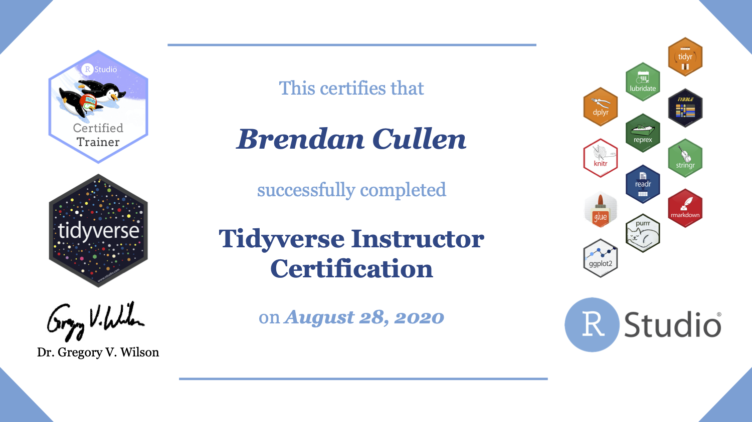 RStudio Instructor Certification | Brendan Cullen